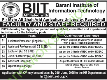 Barani Institute of Information Technology BIIT Jobs 2025 ...